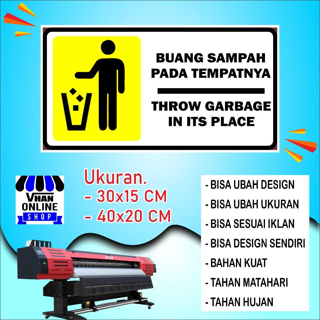 Jual Sticker Tempelan Bahan Glosy Kuning Buang Sampah | Shopee Indonesia