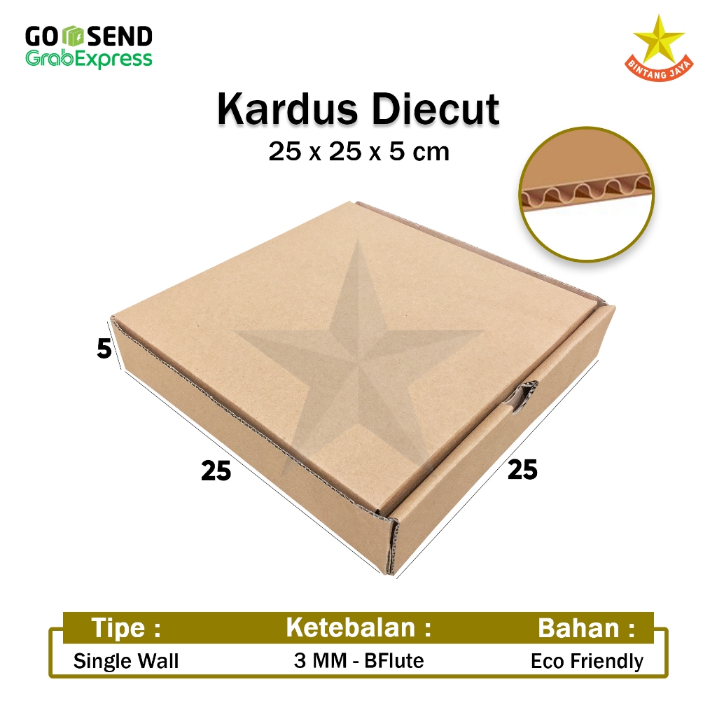 Jual Kardus Corrugated 25 x 25 x 5 cm Die Cut Dus Pizza Dus Hampers ...