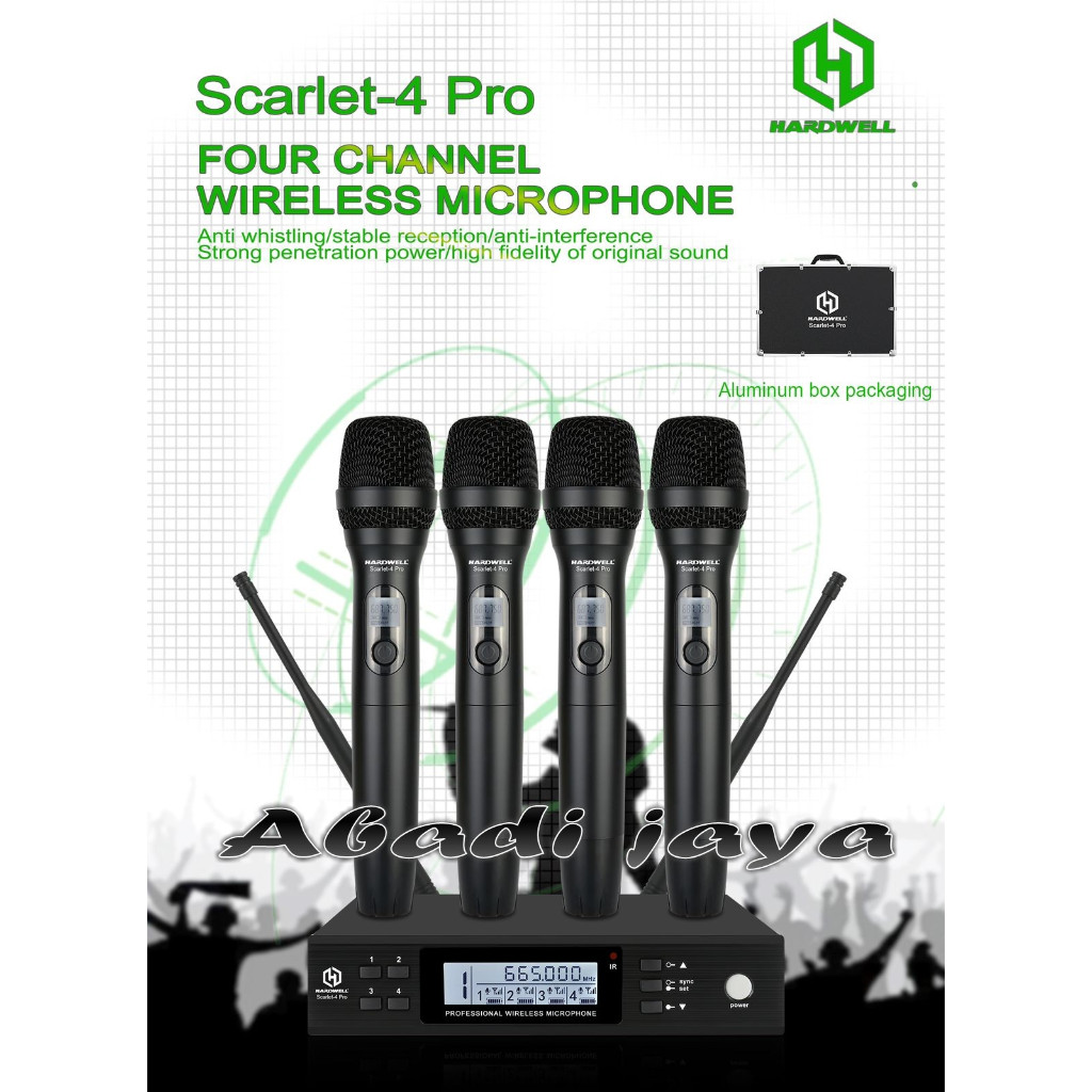 Jual mic wireless hardwell scarlet 4 pro / 4pro 4 mic multi channel original | Shopee Indonesia
