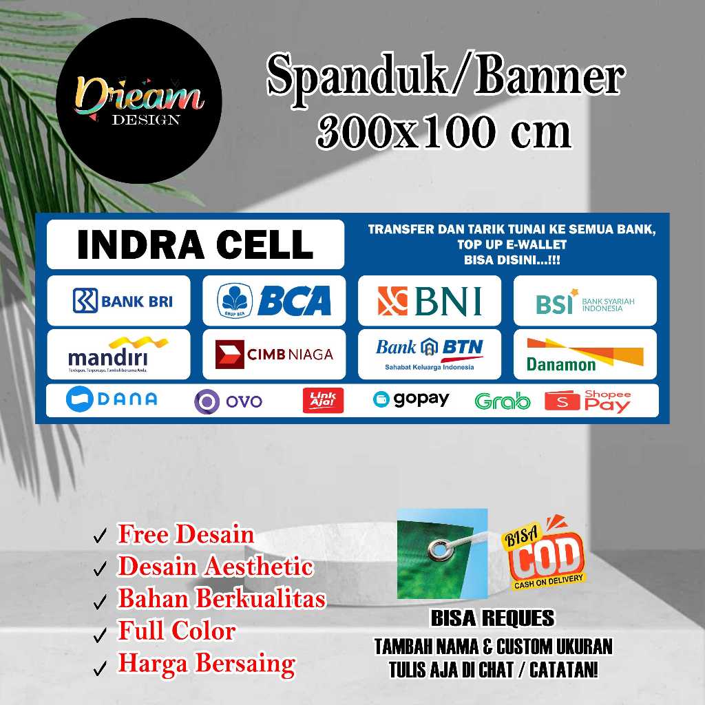 Jual Jual Cetak Spanduk Banner TRANSFER DAN TARIK TUNAI 300x100 cm ...