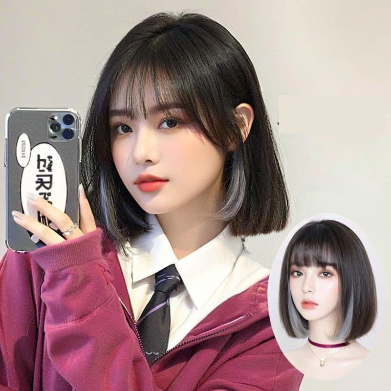 Jual Wig korean style BOBO Lisa rambut pendek wanita, wig rambut asli ...
