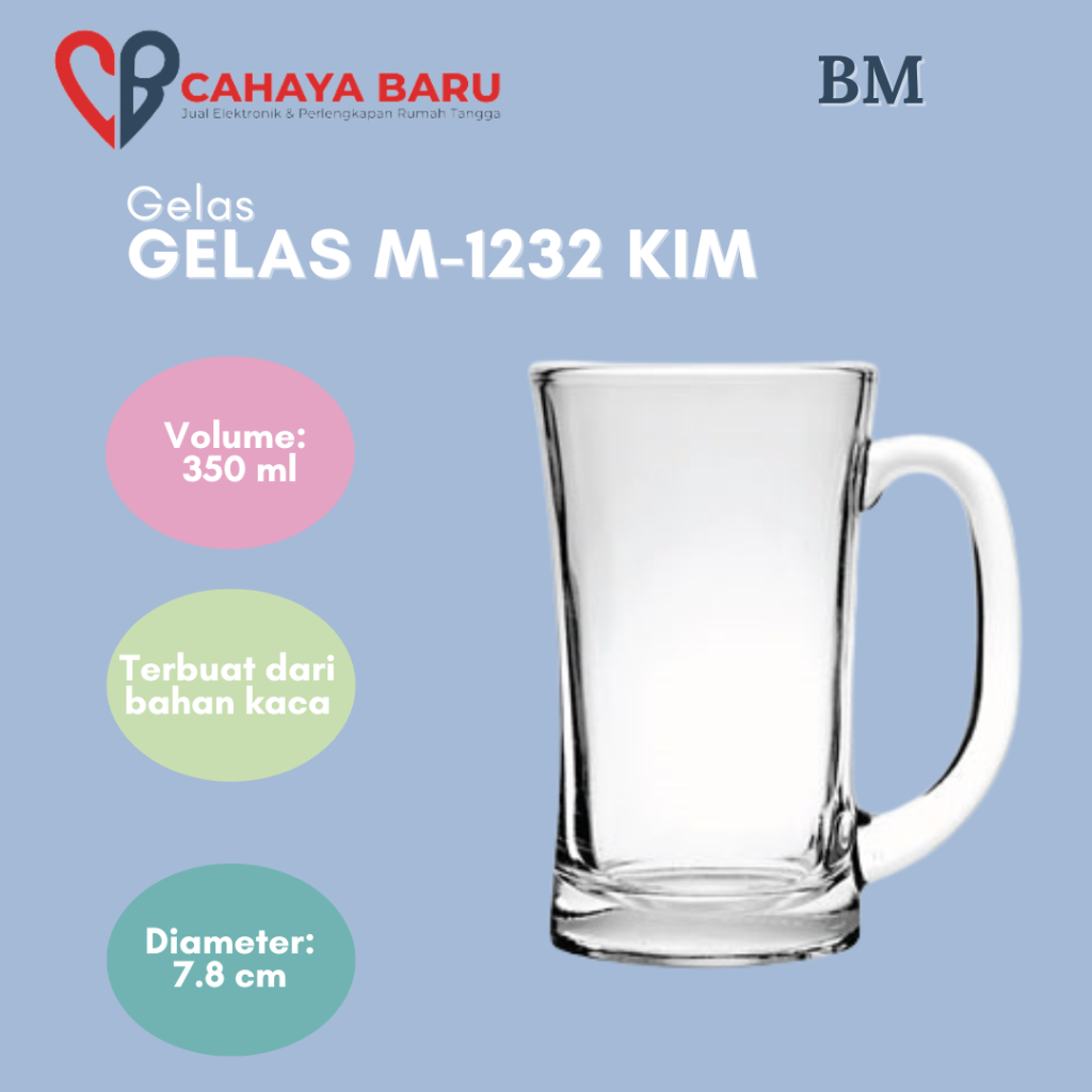 Jual BM GELAS GAGANG MUG ES TEH / KOPI / THAI TEA 350 M-1232 KIM ...