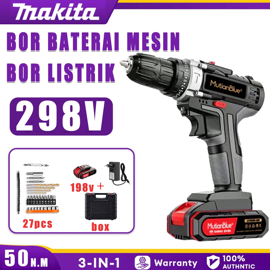 Jual 288Vf Mesin Bor Baterai Mesin Bor Listrik murah bor Impact Baterai Bor | Shopee Indonesia