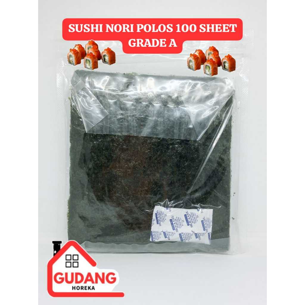Jual SUSHI NORI 50 Sheet POLOS GELAP / SUSHI NORI / YAKINORI / NORI HALAL / SUSHI NORI 100 ...