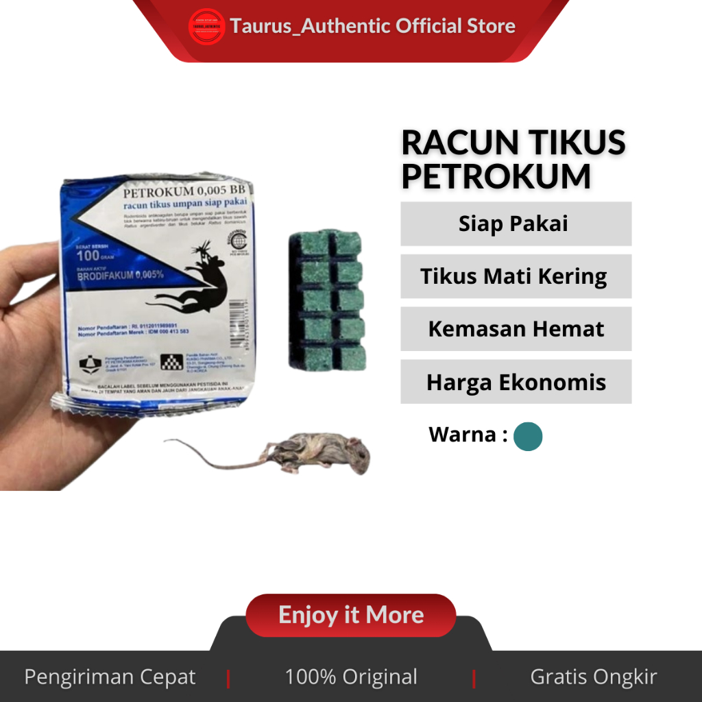 Jual Racun Tikus Petrokum 100 Gram Mati Kering 0,005 BB Insektisida ...