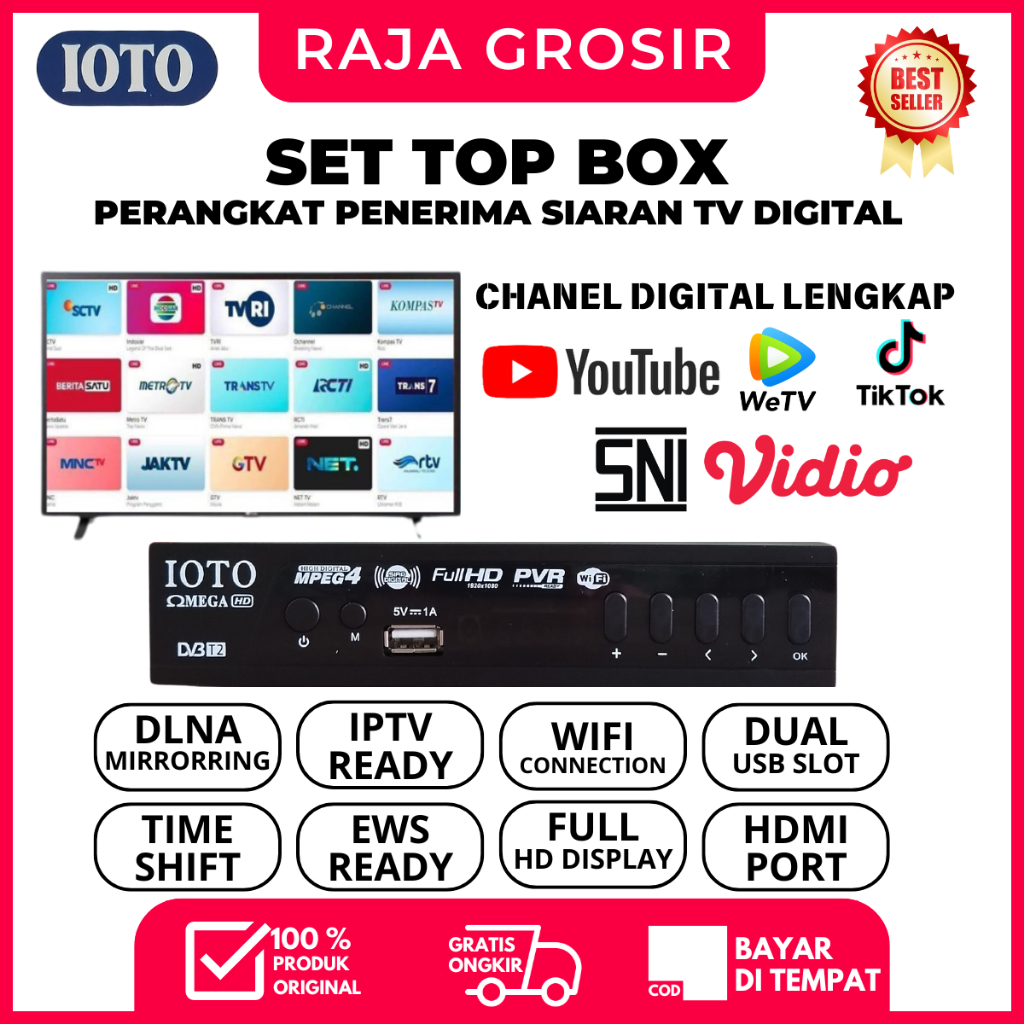 Jual SET TOP BOX DVB-T2 IOTO OMEGA CHIPSET SUNPLUS PEKA SIGNAL GARANSI RESMI | Shopee Indonesia