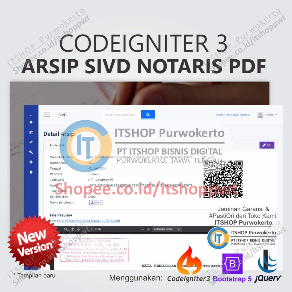 Jual Source Code Aplikasi Web SIVD PDF Viewer QR Code Codeigniter 3 | Shopee Indonesia