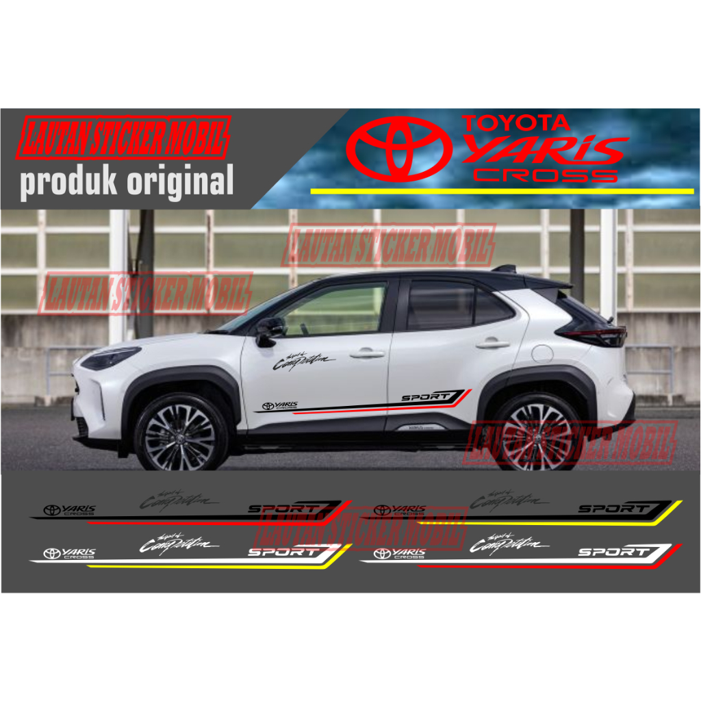 Jual cutting sticker mobil toyota yaris cross stiker body samping mobil ...