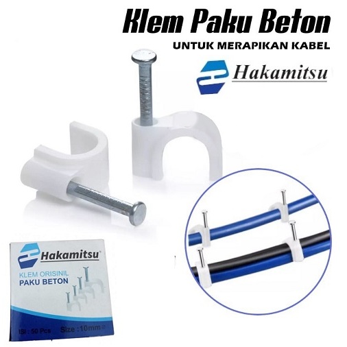 Jual Paku Klem Beton 10 Clip Kabel Lubang Dudukan Kabel Dinding Rumah ...