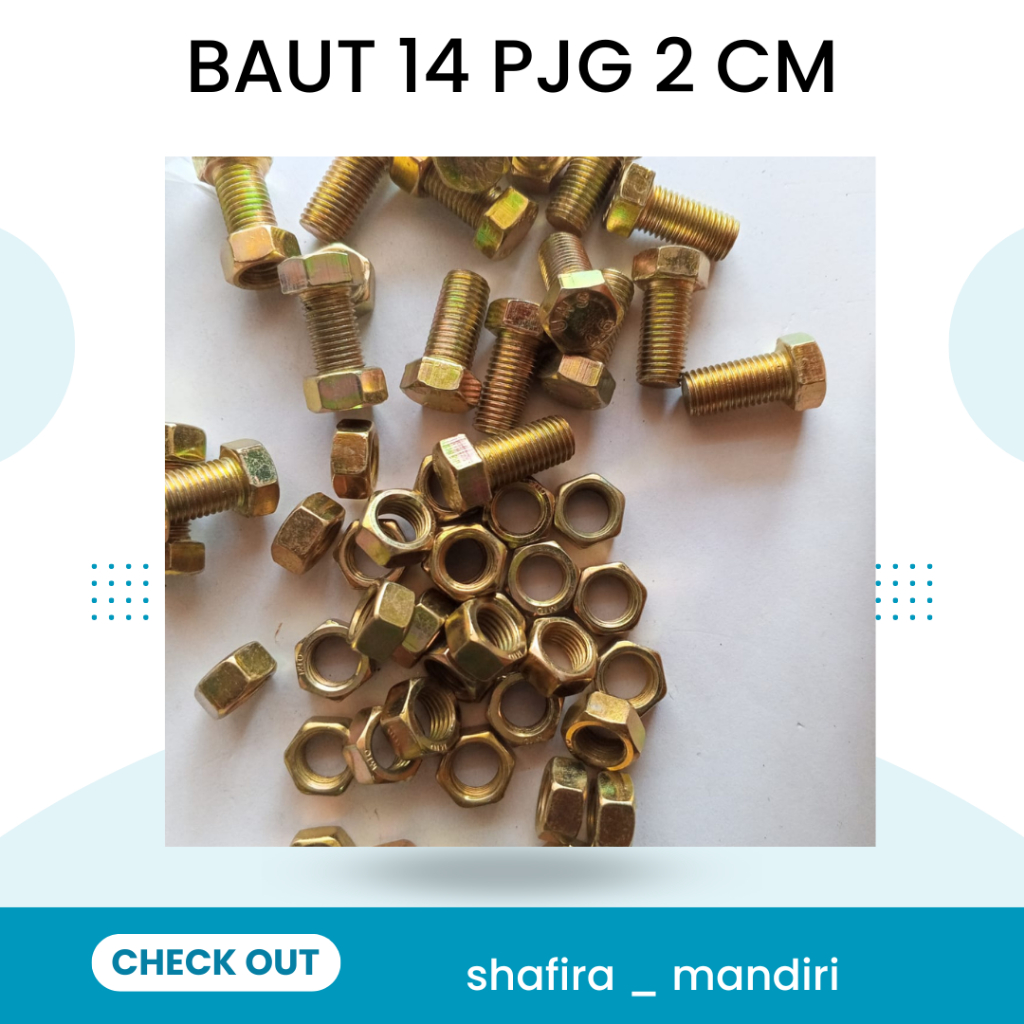 Jual BAUT MUR KUNING BMK M10 X 20 / Baut 14 dan mur panjang 2 cm( Kunci ...