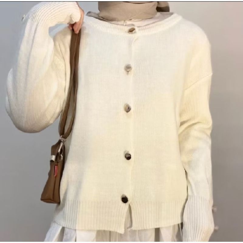 Jual Cardigan Rajut Premium Tebal wanita Outer lengan panjang basic dengan kancing Gold yang ...