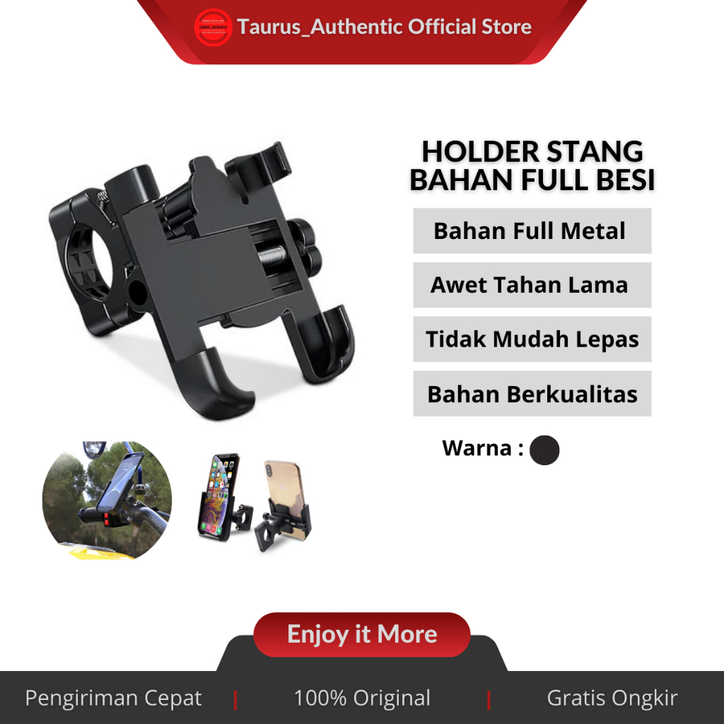 Jual Holder Hp Motor Stang Bahan Besi Full Metal Aluminum Universal Holder Stang Motor HM-22 ...