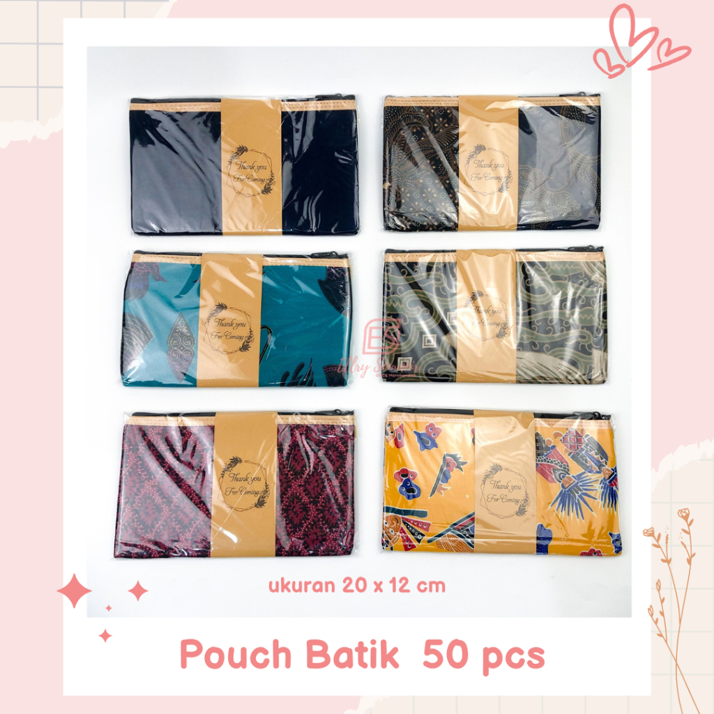 Jual ( Isi 50 pcs ) Souvenir Dompet Batik Panjang 20 cm x 12 cm Resleting Kemas Plastik FREE KUT ...