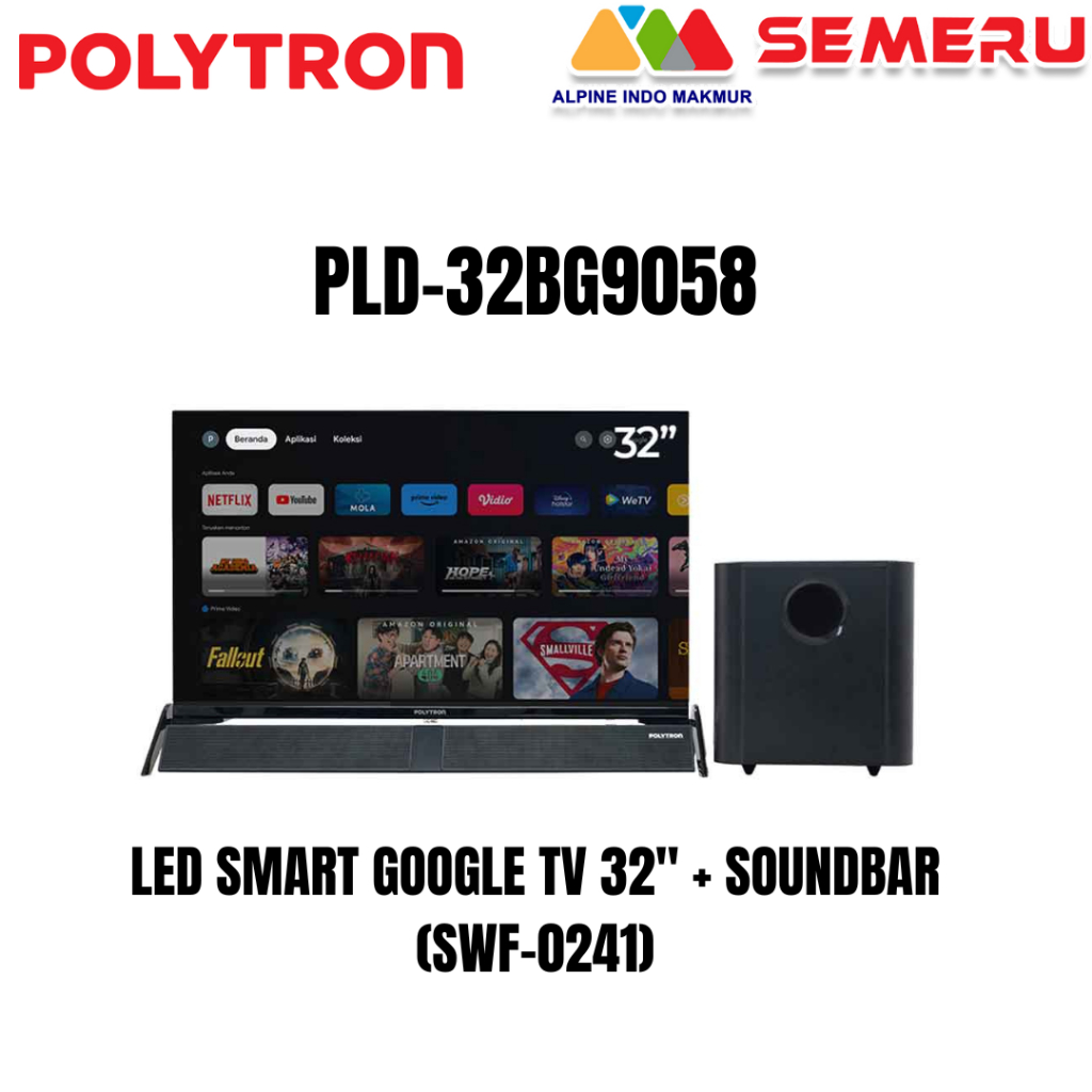 Jual POLYTRON LED SMART GOOGLE TV 32" + SOUNDBAR (SWF-0241) PLD-32BG9058 KHUSUS MAKASSAR ...