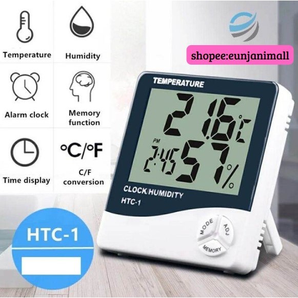 Jual Termometer Ruangan Digital Jam | Hygrometer Thermometer Indoor HTC ...