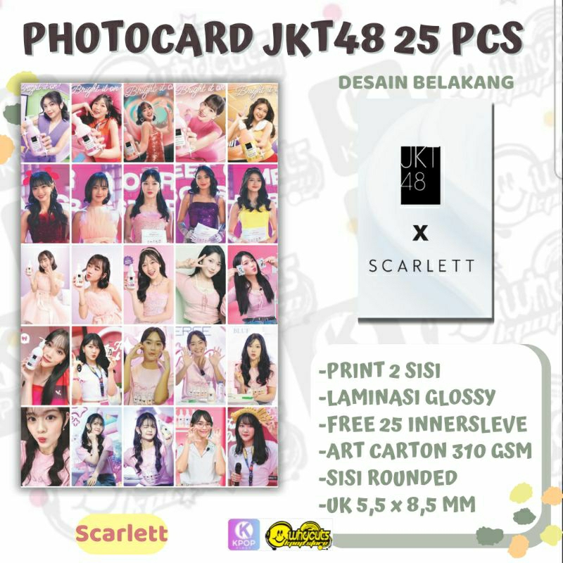 Jual [25pcs] PHOTOCARD JKT48 SCARLETT 2 SISI LAMINASI GLOSSY TEBAL ANTI AIR TIDAK LUNTUR ...
