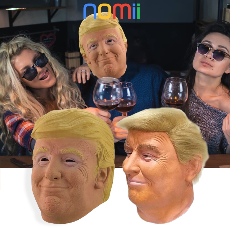 Jual Trump Latex Mask Funny Full Face Headgear Halloween Mask Cosplay ...