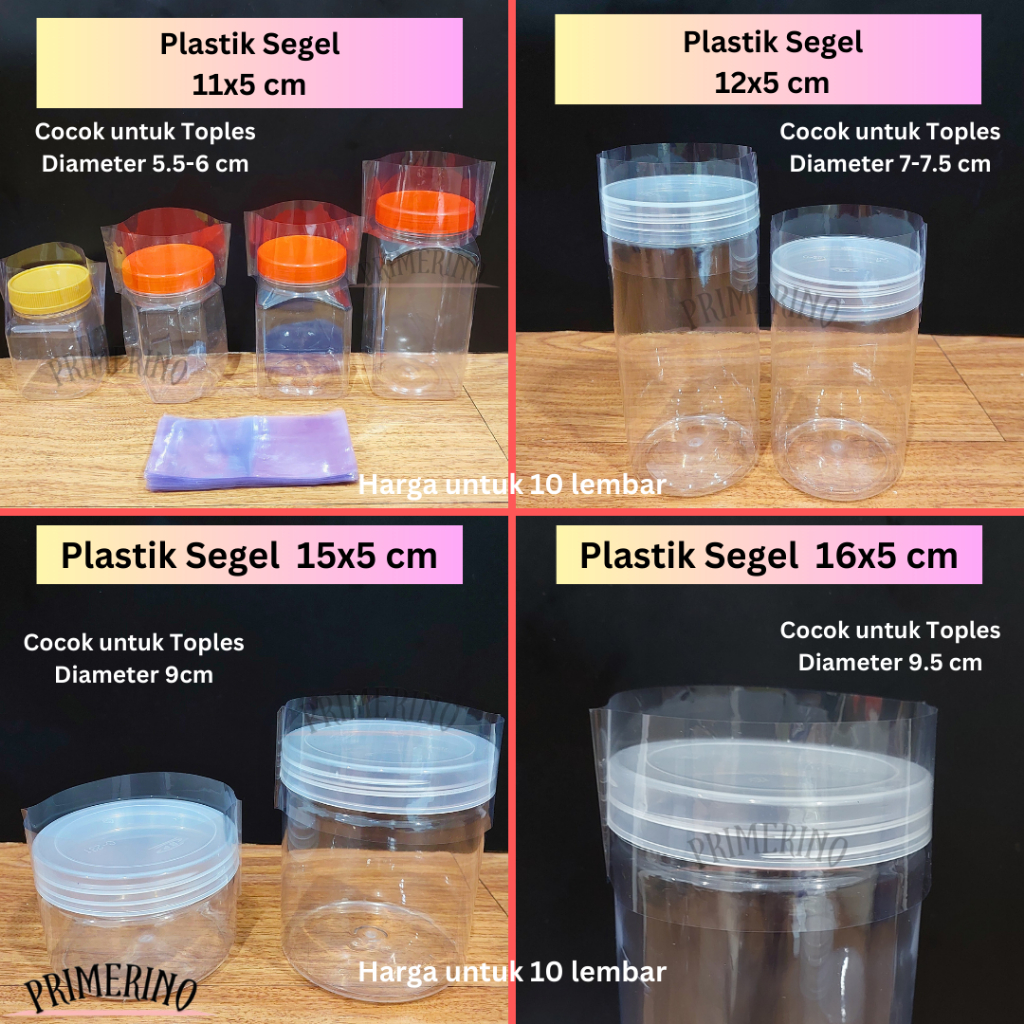Jual (10 lembar) Plastik Segel Toples Berbagai Ukuran Bagian Tutup ...