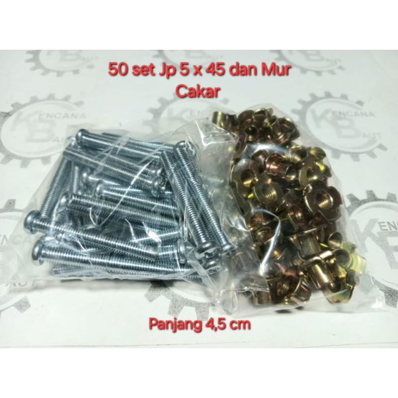 Jual 50 set BAUT JP M5 X 45 MM GALVANIS DAN MUR CAKAR / BAUT SPEAKER KUNCI OBENG PLUS ...