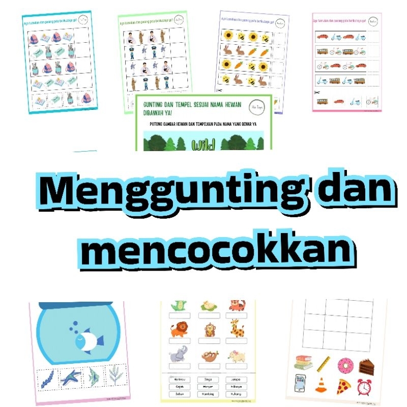 Jual worksheet / Printable Aktivitas Anak Menggunting dan Mencocokkan ...