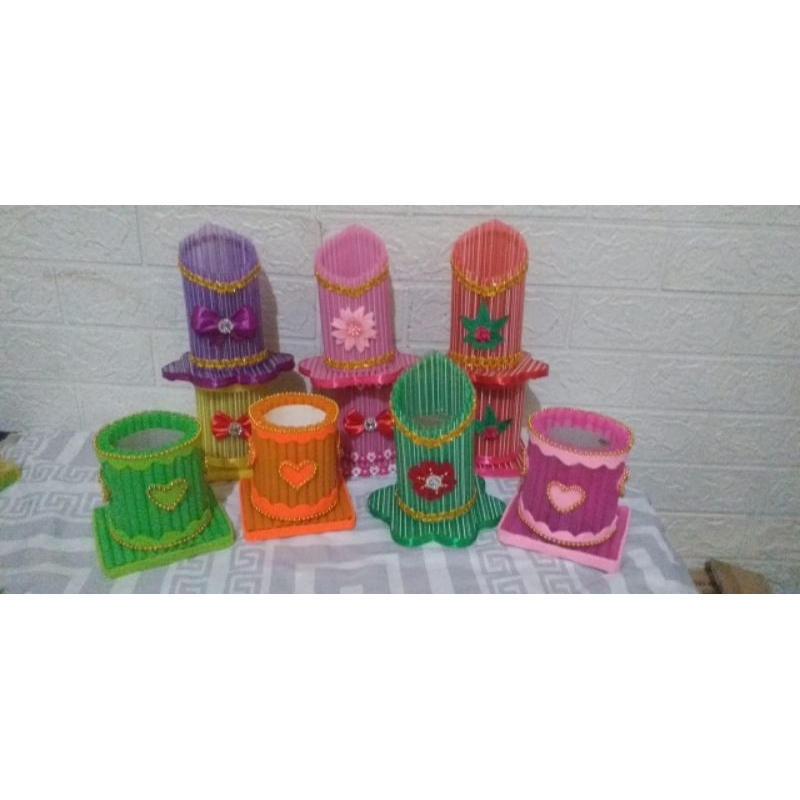 Jual prakarya tempat pensil dari daur ulang sedotan | Shopee Indonesia