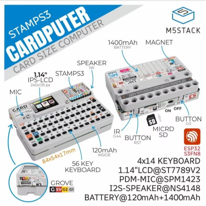 Jual M5 Stack Card Computer | M5StampS3 Cardputer IoT | Shopee Indonesia