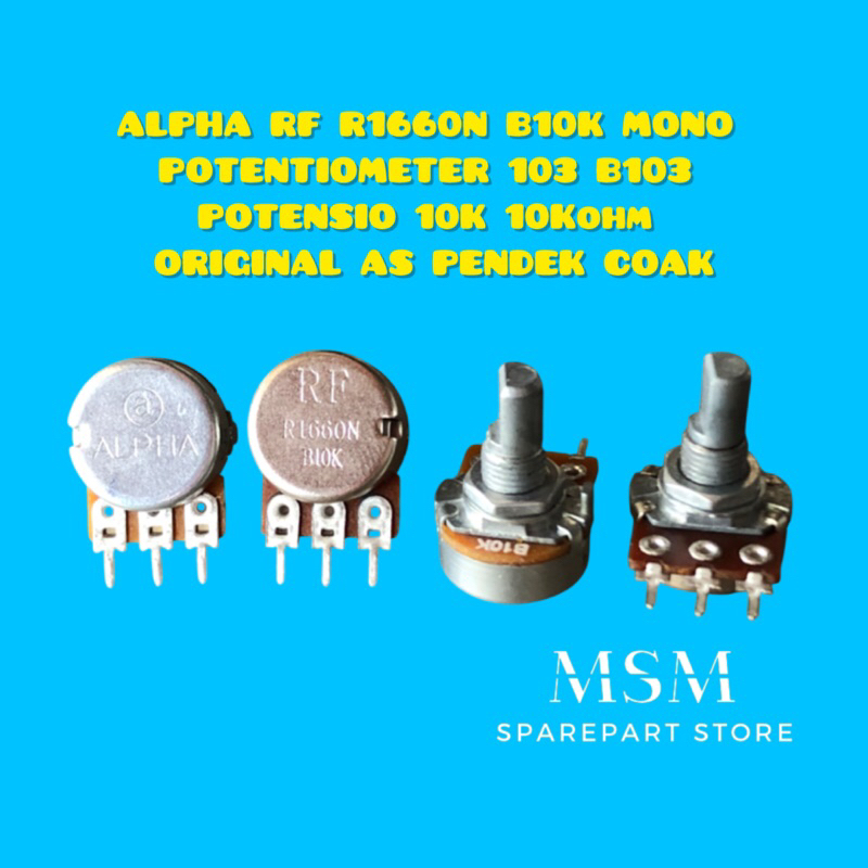 Jual ALPHA RF R1660N B10K MONO POTENTIOMETER 103 B103 POTENSIO 10K ...