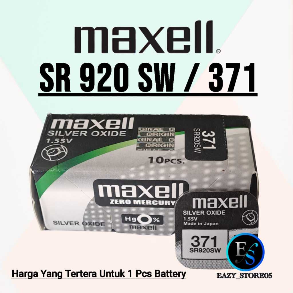 Jual Baterai Maxell 371 SR920SW Original Silver Oxide Batre 920 SR920 ...