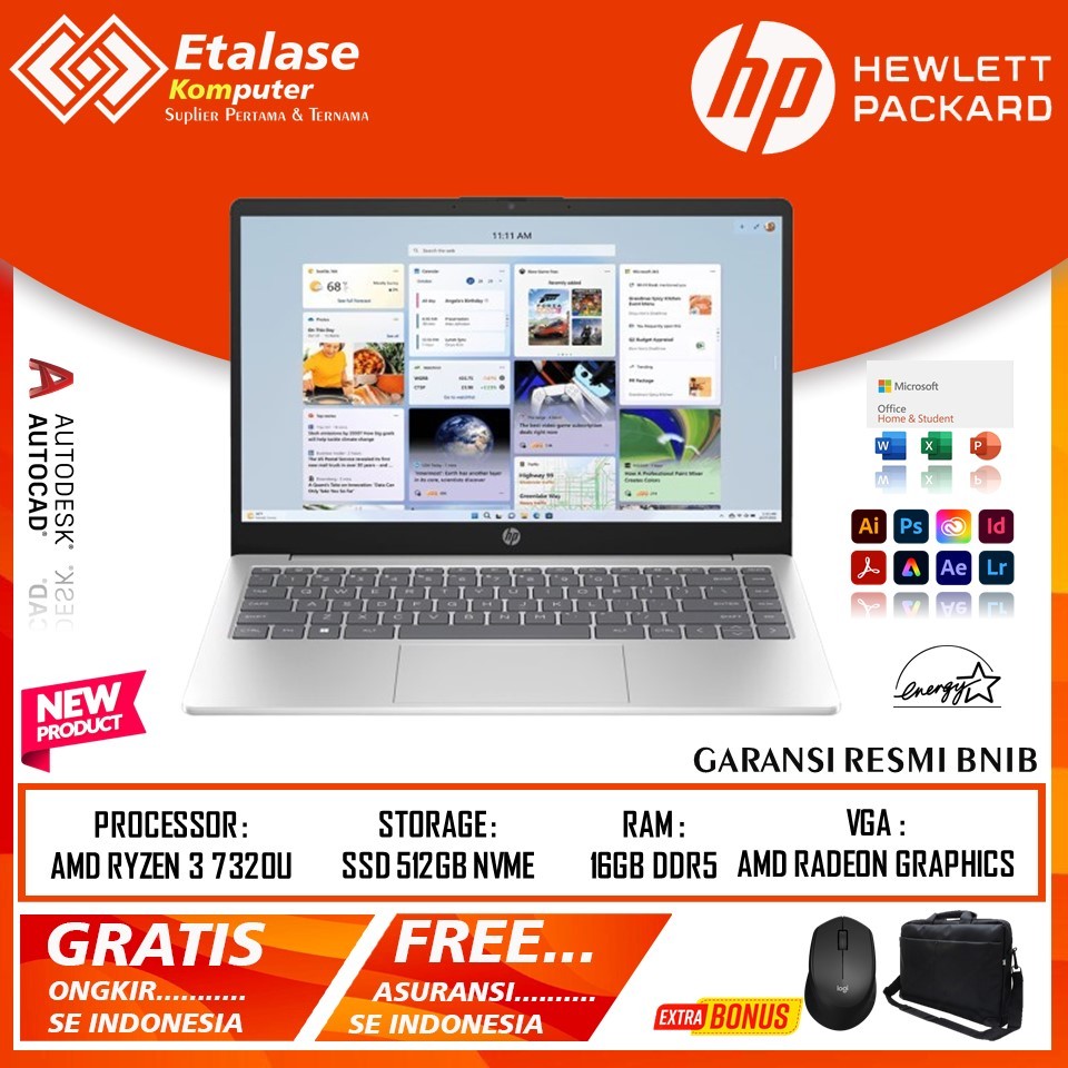Jual HP 14-em0332AU/em0333AU Ryzen 3 7320U 512GB SSD 16GB DDR5 FHD ...