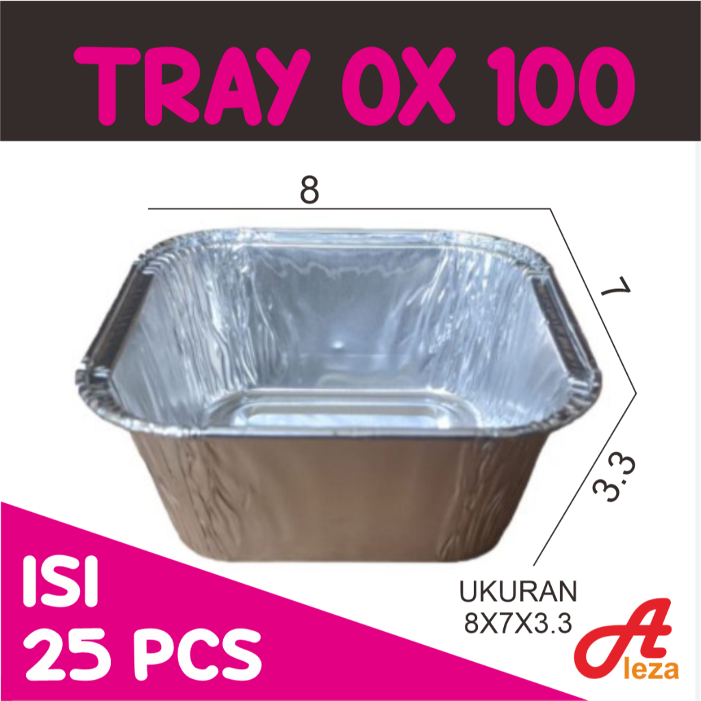 Jual 25 Pcs Alumunium foil tray OX 100/ cup macaroni/ tray schotel / plus tutup | Shopee Indonesia