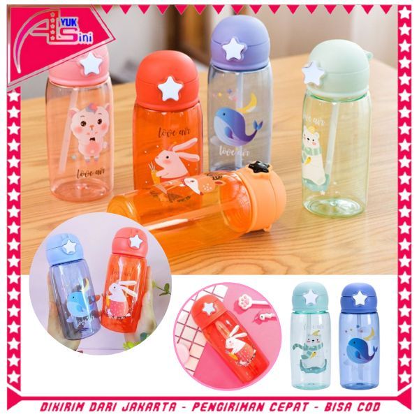 Jual AS Botol Minum Anak Karakter Kartun 520Ml Botol Air Minum Anak Sedotan Lucu Dengan Tombol ...