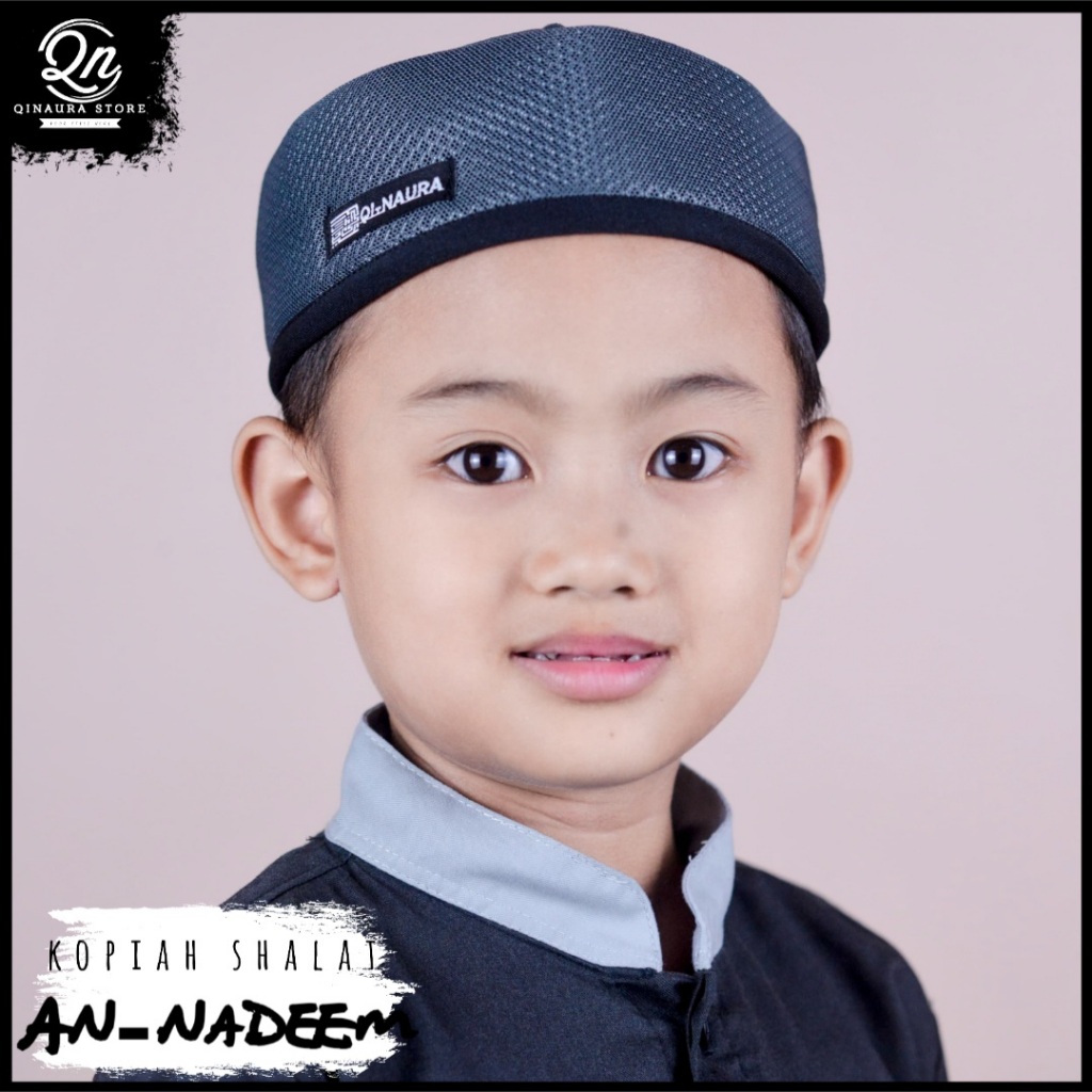 Jual qn-store peci shalat anak/kopiah an_nadeem abu tua mewah dan elgant | Shopee Indonesia