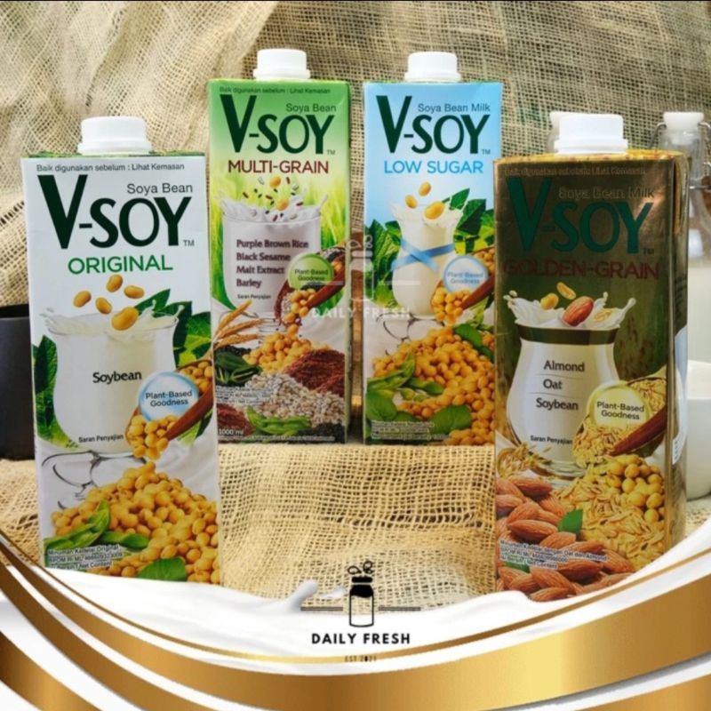 Jual Susu V-Soy Multi Grain | Golden Grain | Low Sugar 1 Liter | Shopee ...