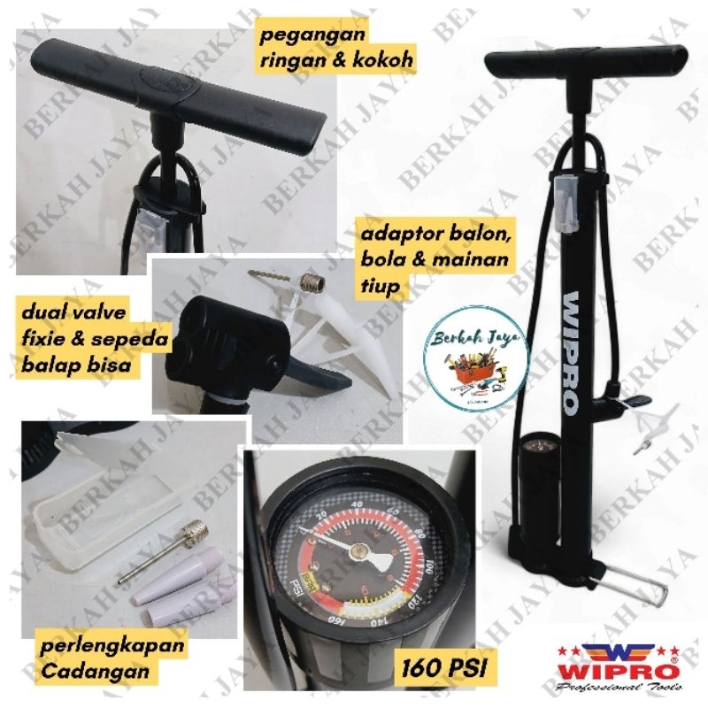 Jual POMPA SEPEDA TABUNG Body Besi + Ampere WIPRO WP3867 HITAM | Pompa ...