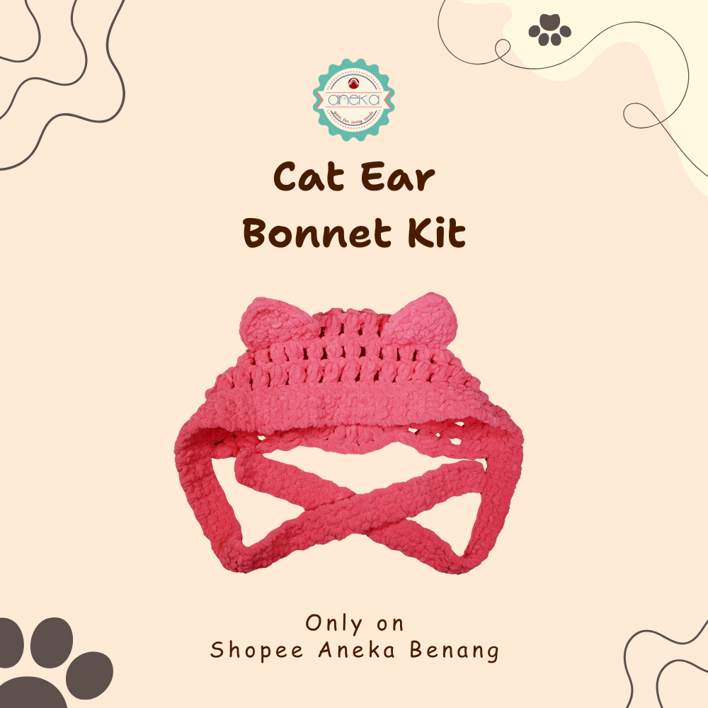 Jual ANEKA - DIY Kit Cat Ear Crochet Bonnet DUS ONLY | Shopee Indonesia