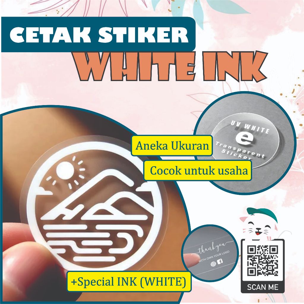 Jual Cetak Stiker White Ink | Vinyl Transparant | Stiker Gelas | Tinta ...