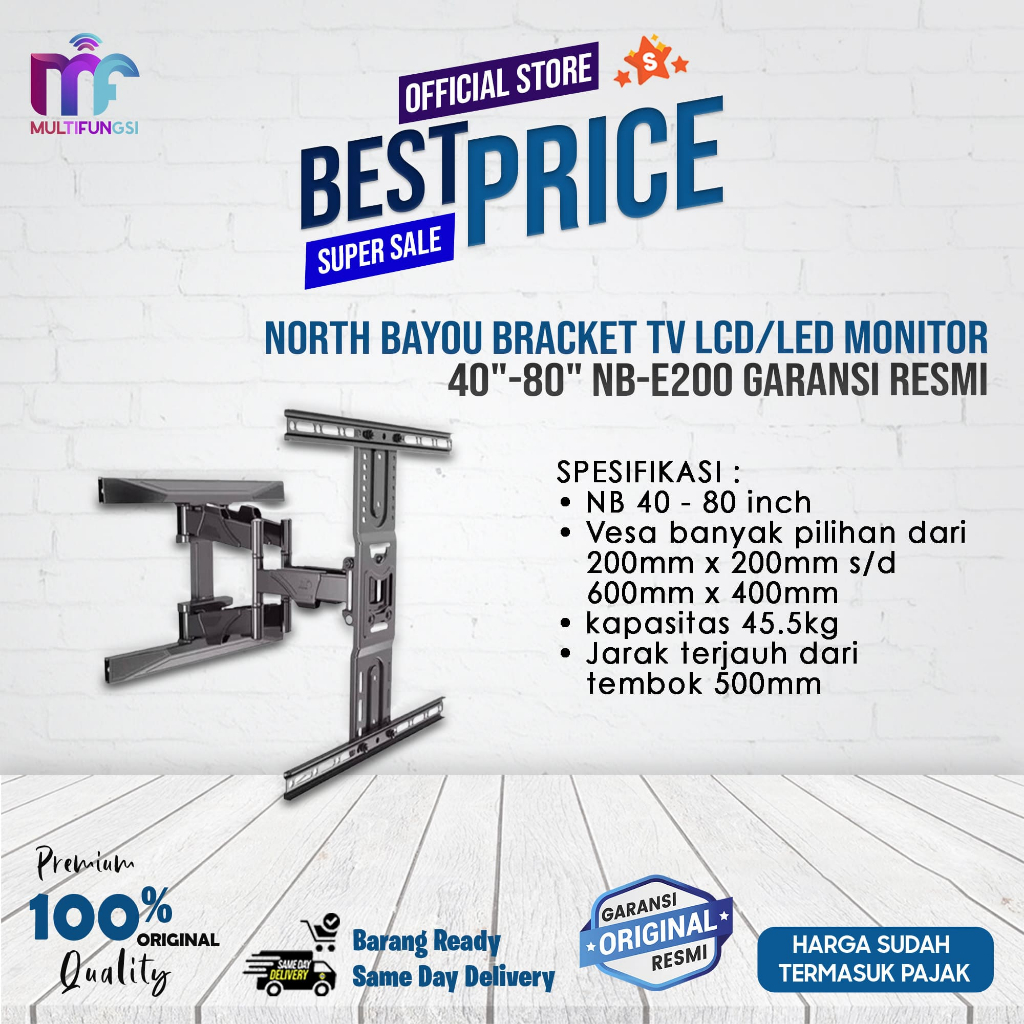 Jual North Bayou Bracket TV LCD/LED Monitor 40"-80" NB E200 / NB-E200 ...