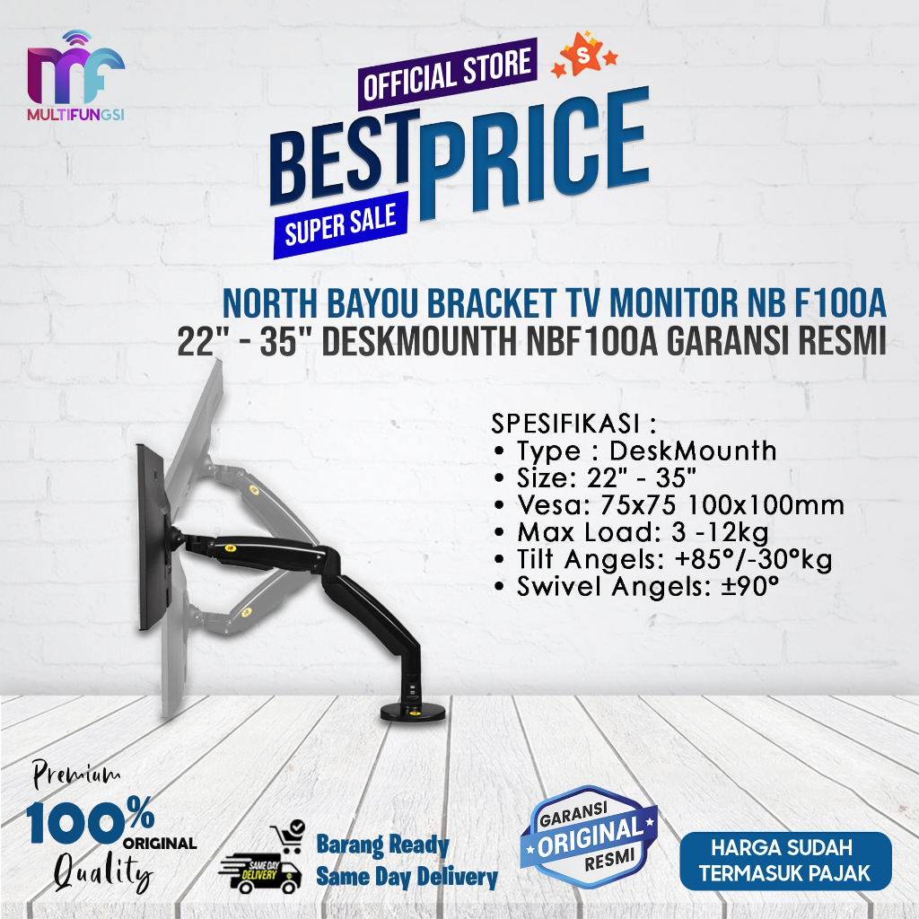 Jual North Bayou Bracket TV Monitor NB F100A 22" - 35" DeskMounth NB ...