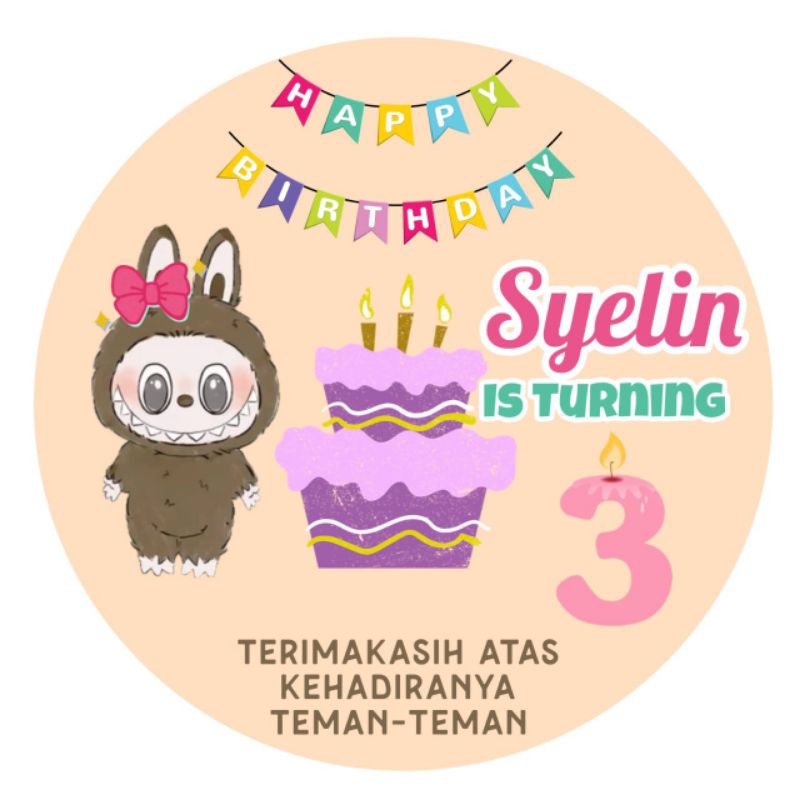 Jual STICKER ULANG TAHUN STICKER NASI BENTO ULTAH Motif CUSTOM LABUBU ...