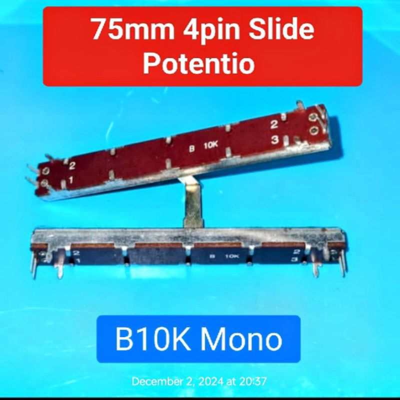 Jual B10K X1 3pin 75mm Mono Slide Potentio High Quality Potensio Geser ...