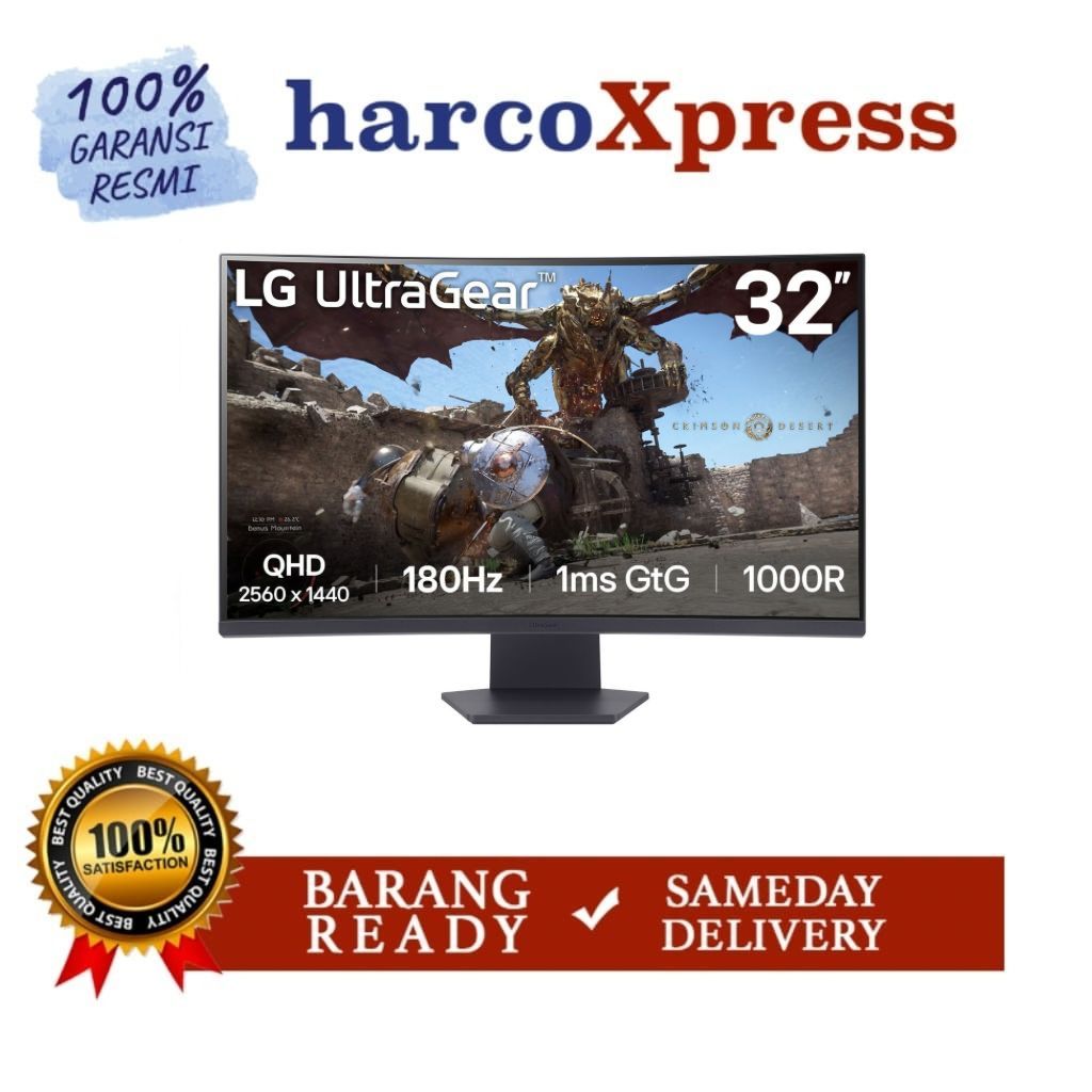 Jual Monitor LG 32GS60QC / 32GS60QC-B QHD UltraGear Curved AMD Freesync 1ms Gaming Monitor ...