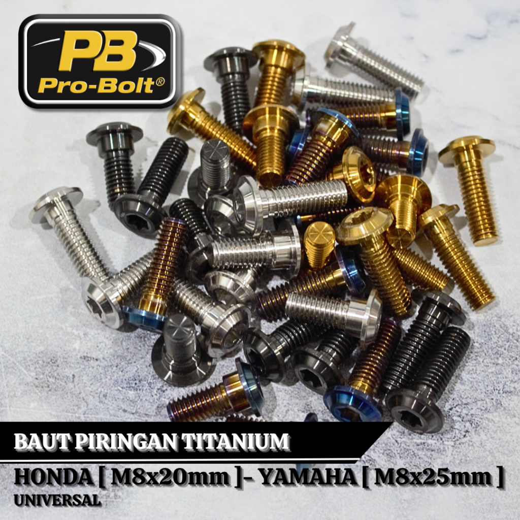 Jual Baut Piringan Titanium PB Probolt Ukuran M8x20mm Honda Dan M8x25mm Yamaha Baut Cakram ...