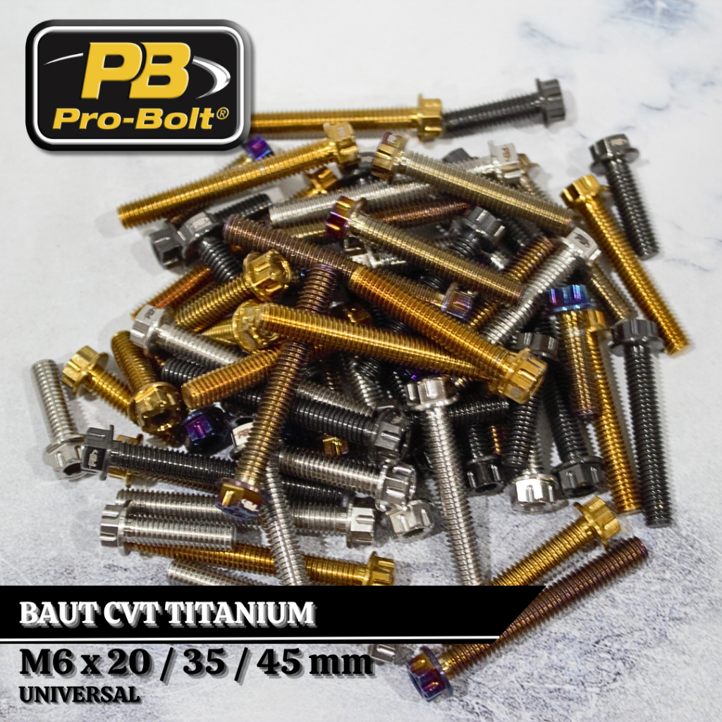 Jual PB Pro-Bolt Baut CVT Titanium M6 x 20/35/45 mm Universal Baut ...