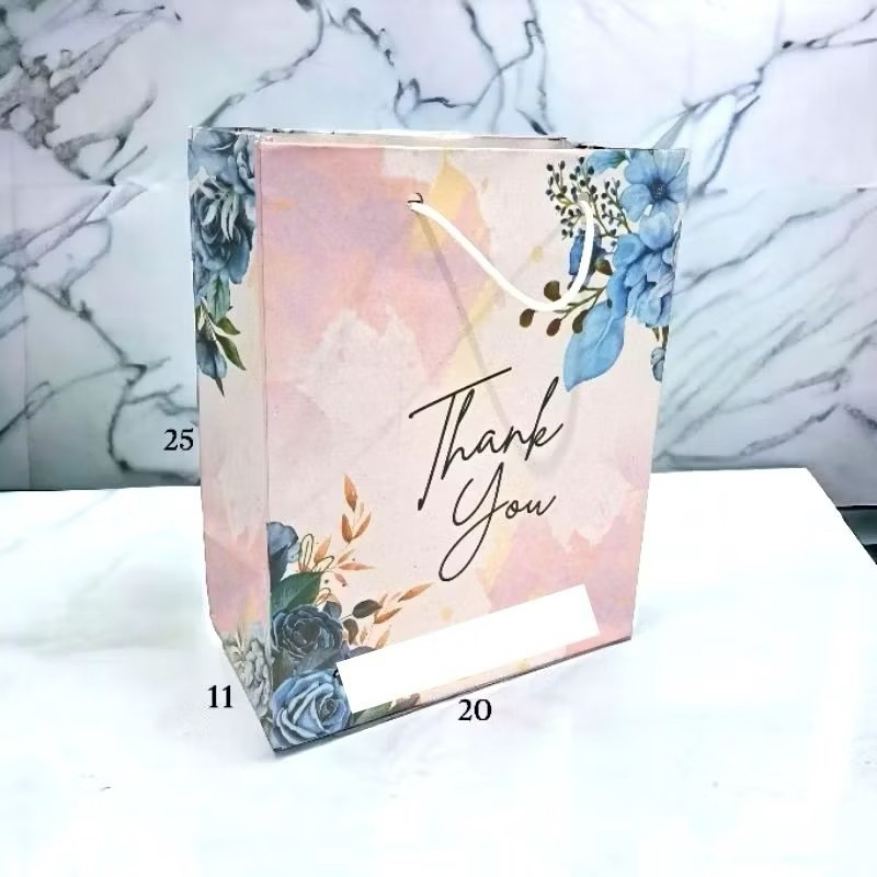Jual Paper Bag Totebag Kado Premium 20*10*25cm Thankyou bunga aesthetic ...