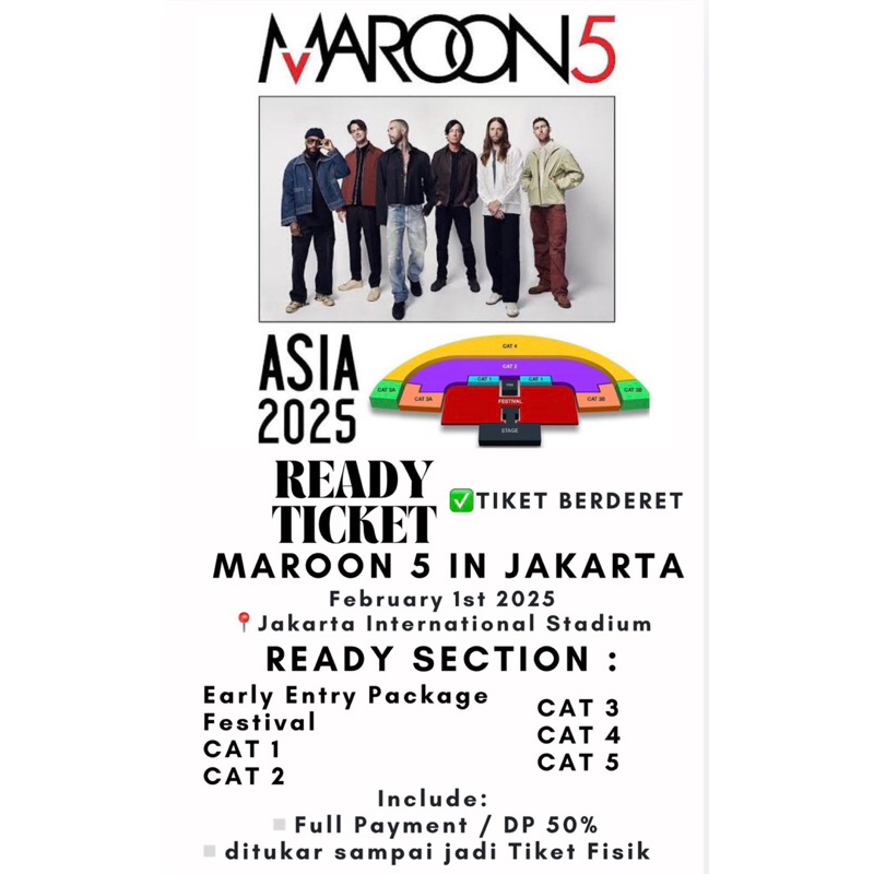 Jual MAROON 5 2025 IN JAKARTA Jakarta International Stadium | Shopee ...