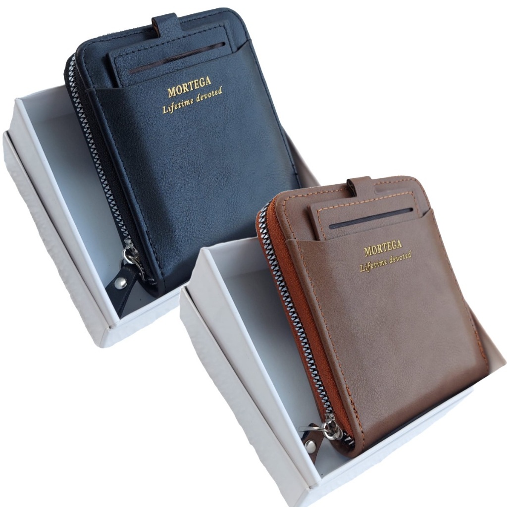 Jual Dompet Kulit Sintetis Resleting Pria Dompet Resleting Unisex ...