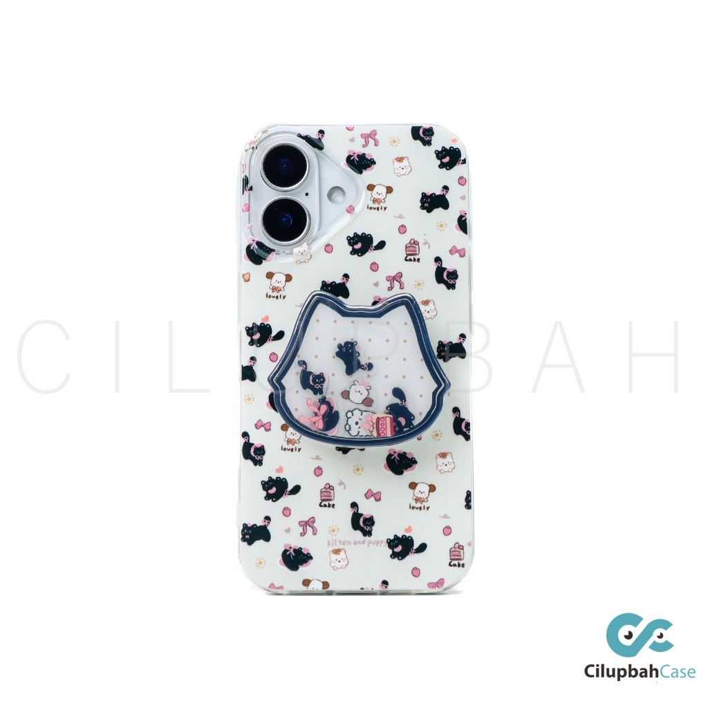 Jual Cute Cartoon Cat Dog Case with Pop Socket for iPhone X XR XS MAX ...