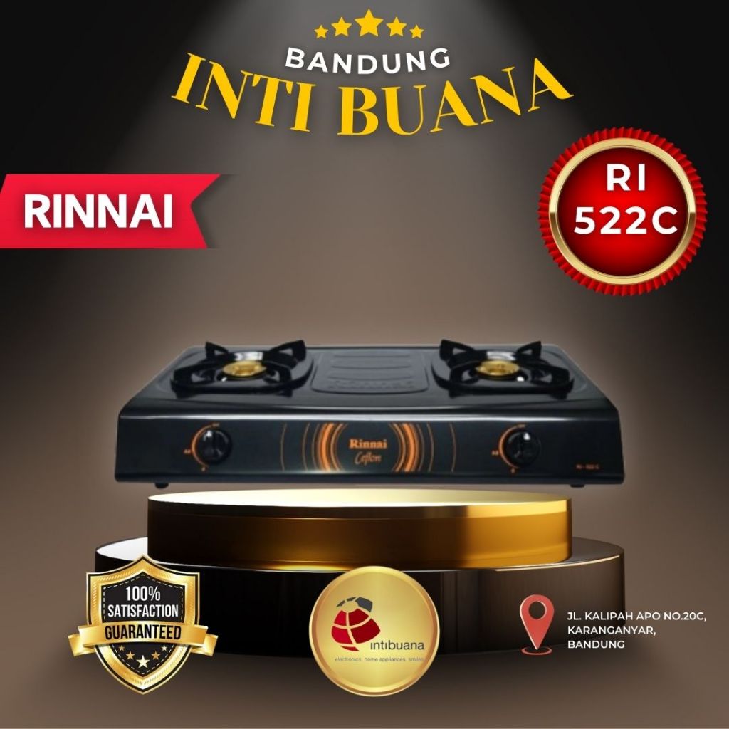 Jual Kompor Gas Rinnai RI 522C Kompor Ceflon Rinnai 2 Tungku Kompor Rinai 522C Kompor Teflon RI ...