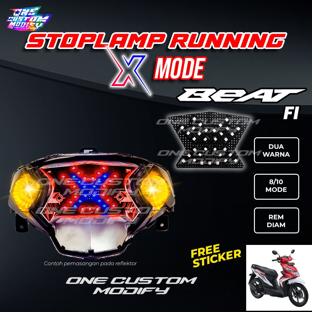 Jual Stoplamp Running X Mode Beat FI Lampu Rem LED Motor Variasi One Custom Modify | Shopee ...