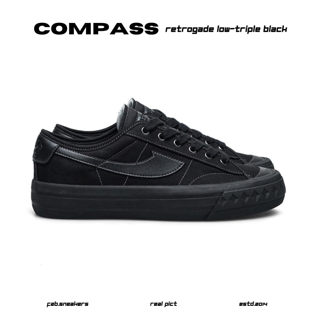 Jual Sepatu Compass Retrograde Low triple black Retrogade Compass Shoes ...